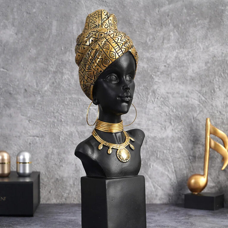 Statue africaine buste de femme à turban • Statue design