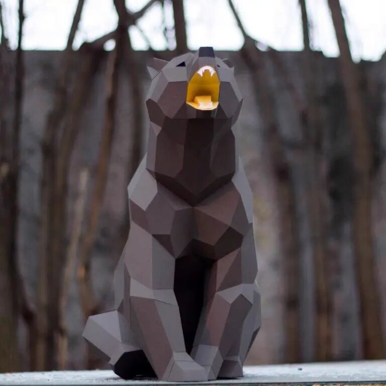 Statue ours origami en papier • Statue design