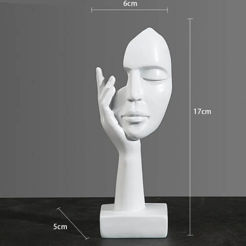 Statue de visage et main en résine • Statue design