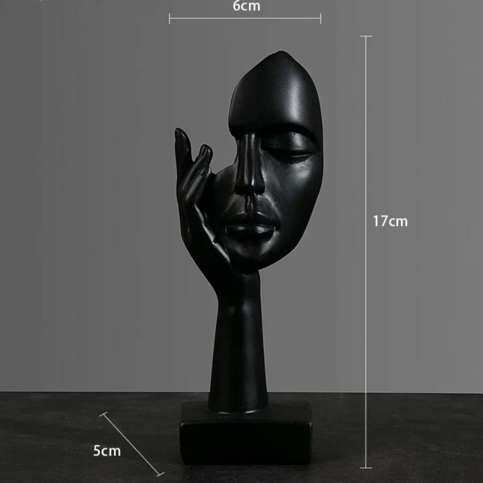Statue de visage et main en résine • Statue design